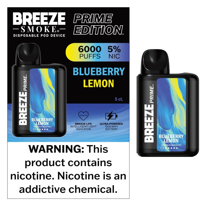 Breeze Smoke Prime Edition 6000 Puff Disposable (Box of 5) - Worldwide Vape